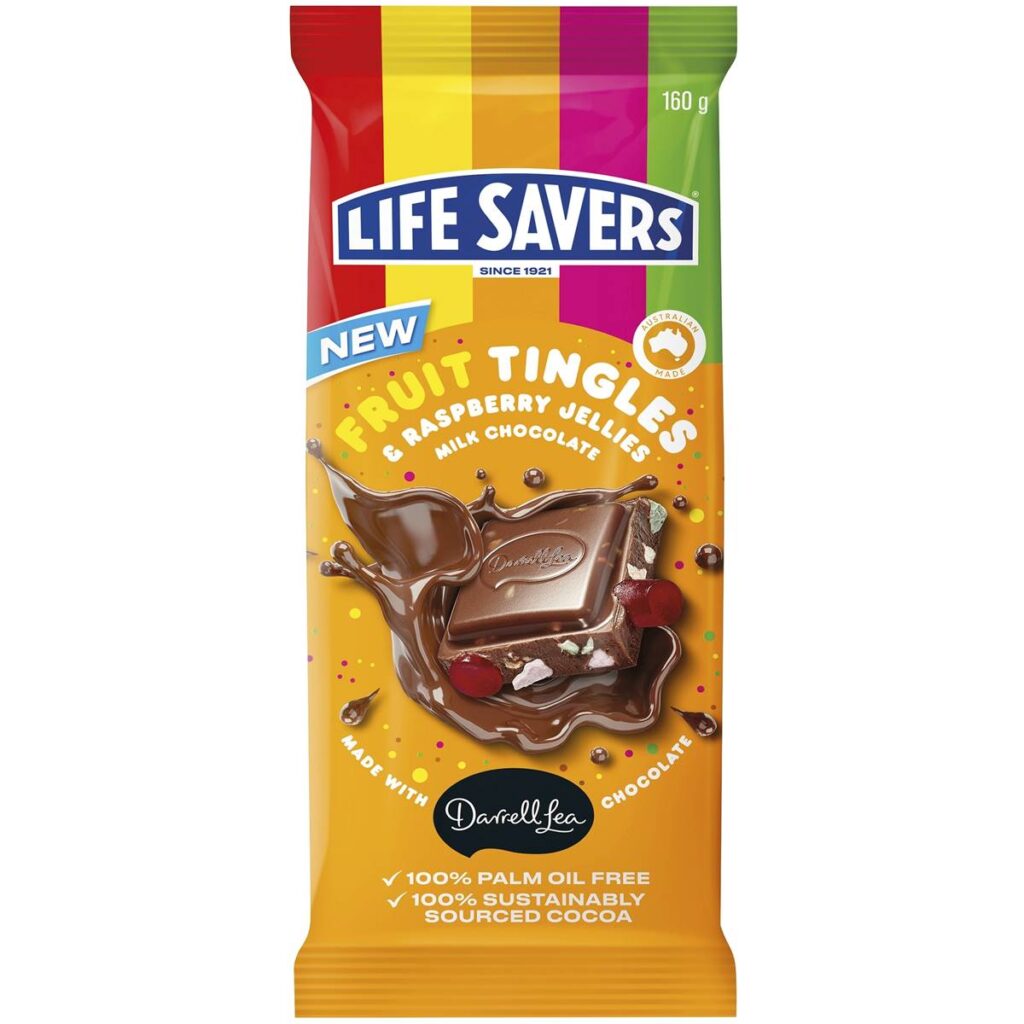 Life Savers Fruit Tingles- Raspberry jellies, Milk Chocolate Block 160g